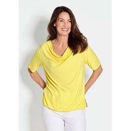 GOLDNER Blusenshirt mit Wasserfallausschnitt in gelb | Gr.: 50