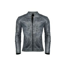 PAULGOS Lederjacke &Uuml;bergangsjacke Biker Look Echtleder D3 in Grau | Gr.: S