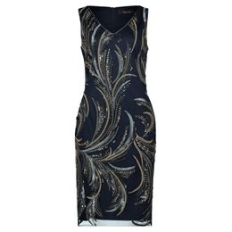Vera Mont Etuikleid mit Stickerei in Silver/Dark Blue | Gr.: 38