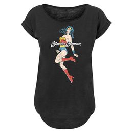 F4NT4STIC Long Cut T-Shirt DC Comics Wonder Woman Classic Jump in schwarz | Gr.: L