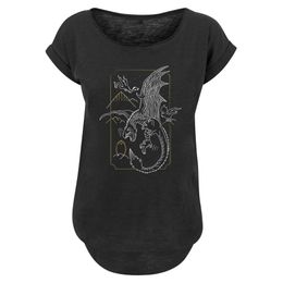 F4NT4STIC Long Cut T-Shirt Harry Potter Dragon Line Art in schwarz | Gr.: XS