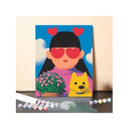 ARTNANAS DIY Malen nach Zahlen Set-"Herzblick" | Gr.: 30x40cm mit Keilrahmen nicht ges