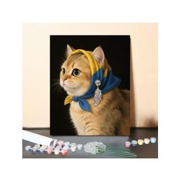 ARTNANAS DIY Malen nach Zahlen Set-"Goldkatze" | Gr.: 30x40 ohne Rahmen