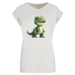 F4NT4STIC Extended Shoulder T-Shirt Süßer grüner Dino in Whitesand | Gr.: XS
