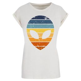 F4NT4STIC Extended Shoulder T-Shirt Alien Sonnenuntergang Retro in Whitesand | Gr.: XL