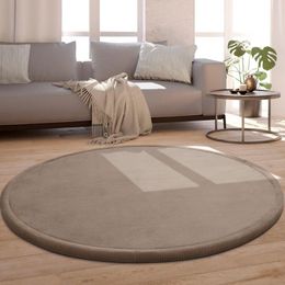 Paco Home Teppich »Tatami 475« rund 24 mm Höhe Kurzflor, Uni Farben, mit Memory Foam, waschbar beige Obermaterial: 100% Polyester Ø 160 cm 1 Stk.