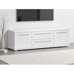 Lowboard Places of Style "Piano TV-Kommode in Breite 165 oder 180 cm mit Soft-Close-Funktion", beige (beige hochglanz), B:150cm H:46,2cm T:45,2cm, Spanplatte, Sideboards, Lowboard, Hochglanz UV-lackiert, Br 180 cm mit versch. T&uuml;r- und Schubkastenma&szlig;e