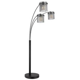 Globo LIGHTING Stehlampe "GORLEY", schwarz (schwarz matt), 3, Ø 20cm H: 180cm, 1 Stk., Leuchten, Design Glasstäbe, Stehleuchte, Wohnzimmer, Esszimmer, Bogenlampe, Bogenlampe