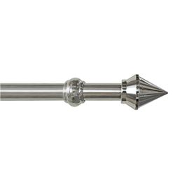 Gardinenstange Garesa "SEMARA", grau (chromfarben), L:390cm Ø:28mm, Kunststoff, Stahl, Gardinenstangen, Vorhanggarnitur, Kunststoff, verlängerbar, mit Ringe/2 Lauf Gleiter