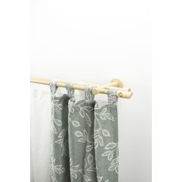 Gardinenstange Garesa "PILA", beige (natur), Ø:20mm, Holzwerkstoff, Gardinenstangen, Vorhanggarnitur, verlängerbar, Knopf mit Ausschnitt, ohne Ringe