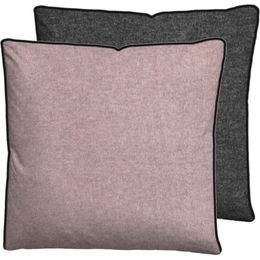 Kissenbezug Biberna "Hermal Flanell mit Reißverschluss, Melange-Optik, Wendekissenbezug", lila (brombeer), B:40cm L:40cm, Flanell, Obermaterial: 100% Baumwolle, Kissenbezüge, Feinflanell, Made in Germany zertifiziert, kuschelig weich, mit Paspel