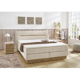 Jockenhöfer Boxspringbett JOCKENHÖFER GRUPPE "Nika erhältlich in der Größe 180x200cm", grau (beige 444, 17), B:197cm L:219cm, Bezug Bett: Microfaser (100% Polyester);Topper und Matratzenspiegel: 100% Polyester, Komplettbetten, Boxspringbett, mit Bettkasten, 7-Zonen-Matratze, Topper, mehrere Härtegrade wählbar, Topseller
