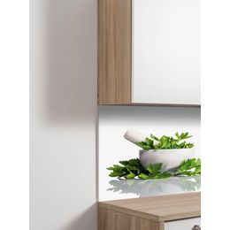 Express Küchen Küchenrückwand EXPRESS KÜCHEN "Kräuter", grün (weiß, grün), B:120cm H:55,9cm, Holzwerkstoff, Spritzschutzwände