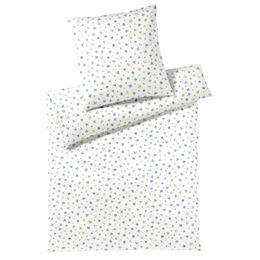 Bettwäsche Elegante "Petals", blau (azurblau), B/L: 155cm x 220cm, 1 Stk., 1 Stk., Jersey, B/L: 80cm x 80cm, 2 Stk., Jersey, Obermaterial: 100% Baumwolle, Bettwäsche, angenehmes Hautgefühl