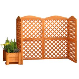 Mülltonnenbox Promadino "Rex", braun (honigbraun), B:210cm H:127cm T:79cm, Holzwerkstoff, Aufbewahrungsboxen, Abtrennung, für 2 x 240 l, inkl. Pflanzkasten