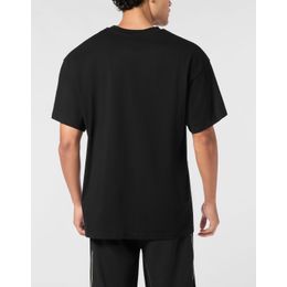T-Shirt Plein Sport "T-Shirt Rundhalsausschnitt Ss", Herren, Gr. L, 0201, schwarz, weiß, Obermaterial: 100% Baumwolle, Shirts