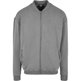 Bomberjacke Urban Classics "Urban Classics Herren Washed Sweat Bomber", Herren, Gr. L, schwarz (schwarzshadow), 65% Baumwolle, 35% Polyester, unifarben, oversize, Rundhals, Jacken