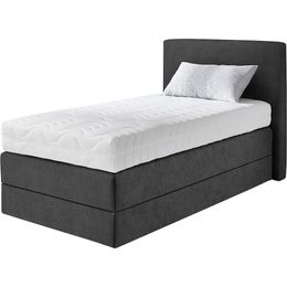 Boxspringbett, grau (anthrazit), B:135cm L:205cm, Microvelours (100% Polyester), Westfalia Schlafkomfort, Komplettbetten, Boxspringbett, wahlweise mit Kaltschaum-Topper, Topseller