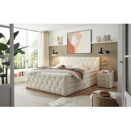 Boxspringbett ED EXCITING DESIGN ""Cashfield", OTTOs Choice Topseller inkl. zwei Bettkästen & Topper", beige, B:180cm L:225cm, 100% Polyester, Komplettbetten, erhältlich in den Größen 160x200cm und 180x200cm, Topseller