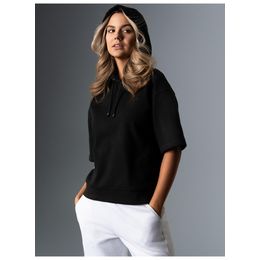 T-Shirt TRIGEMA "TRIGEMA Cropped Kapuzenshirt", Damen, Gr. XL, schwarz, 100% Baumwolle, Shirts