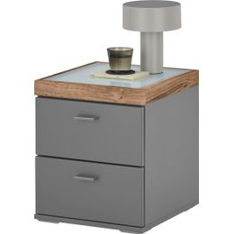 Nachtschrank "Lancaster Dielen", grau (grau anthrazit mit eiche ribbeck), B:40,7cm H:47cm T:43,5cm, Spanplatte, SET ONE BY Musterring, Schränke, inklusive LED-Beleuchtung, in 2 Farben erhältlich, B 41 x H 47 cm