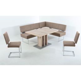 K+w Komfort & Wohnen Essgruppe K+W KOMFORT & WOHNEN, grau (smoke 86,), B:199cm H:89cm T:158cm, Sitzmöbel-Sets, langer Schenkel links oder rechts, 2 Freischwinger, 1 Funktionstisch