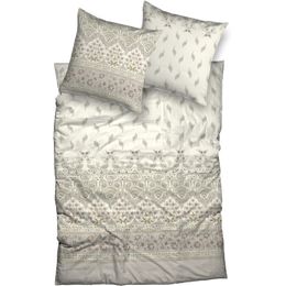 Bettwäsche CASATEX "Jolie", grau (taupe, creme), B/L: 240cm x 220cm, 1 Stk., 2 Stk., Satin, B/L: 80cm x 80cm & 80cm x 80cm, 3 Stk., Satin, Obermaterial: 100% Baumwolle, Bettwäsche, elegantes Design mit zarten Blumenmustern und sanften Farben