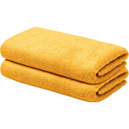 Gästehandtücher "LOOKS", gelb (curry), B:30cm L:50cm, Frottier, Obermaterial: 100% Baumwolle, LOOKS by Wolfgang Joop, Handtücher, mit Logobestickung