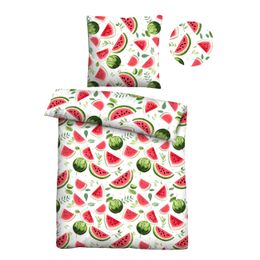 Bettwäsche "0040798", rot, B/L: 155cm x 220cm, 1 Stk., 1 Stk., Renforcé, B/L: 80cm x 80cm, 2 Stk., Renforcé, Obermaterial: 100% Baumwolle, CASTELL - MARKENBETTWÄSCHE, Bettwäsche, hautsympathisch, 100% Baumwolle, Reißverschluss, ganzjährig nutzbar