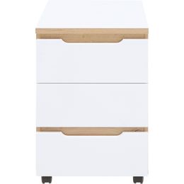 Container Innostyle "Memphis Rollcontainer,45x66x55cm (B/H/T)", weiß (weiß, artisan eiche), B:45cm H:66cm T:55cm, Holzwerkstoff, MDF, Schränke, Rollcontainer, 3 Schubkästen, Soft-Close, ABS-Kantenschutz, 2 Rollen mit Bremse