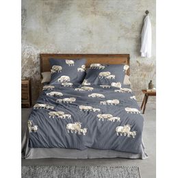 Bettwäsche Irisette "Panda 8545", blau, B/L: 155cm x 200cm, 1 Stk., 1 Stk., Feinbiber, B/L: 80cm x 80cm, 2 Stk., Feinbiber, Obermaterial: 100% Baumwolle, Bettwäsche, flauschig
