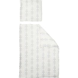 Bettwäsche Adam "Leinenbettwäsche Wave", grau (hellgrau, beige), B/L: 155cm x 220cm, 1 Stk., 1 Stk., Jacquard, B/L: 80cm x 80cm, 2 Stk., Jacquard, Obermaterial: 73% Leinen, 27% Baumwolle, Bettwäsche, aus Bio-Baumwolle