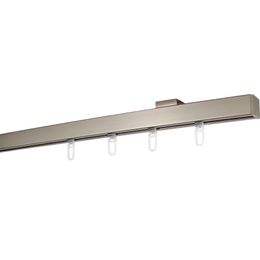 Gardinenstange Garesa "Nora", silber (edelstahlfarben), L:240cm Ø:20mm, Aluminium, Gardinenstangen, Vorhanggarnitur, einfache Montage an die Decke, verlängerbar, Kappe
