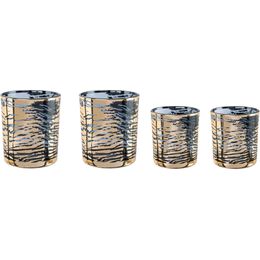 Windlicht CREATIV HOME "Kerzenhalter LEOPARD", gold (goldfarben), H:10cm Ø:9cm, Glas, Kerzenhalter, Teelichthalter aus Glas