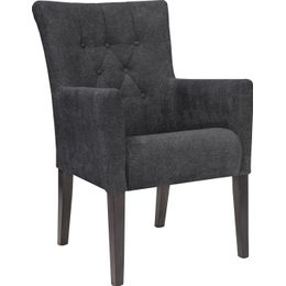 Esszimmerstuhl Home Affaire "King", grau (anthrazit, wenge), B:60cm H:92cm T:65cm, Polyester, Stühle, Esszimmerstuhl mit Knopfheftung