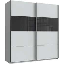 Schwebetürenschrank wimex "Bramfeld TOPSELLER Kleiderschrank", schwarz (weiß, absetzung schwarzglas), B:180cm H:198cm T:64cm, Schränke, mit Glaselementen und zusätzlichen Einlegeböden