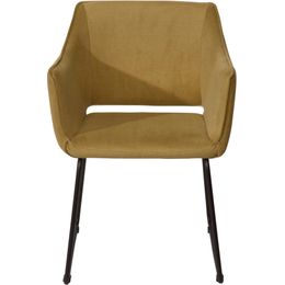 Schalenstuhl Tom Tailor HOME "T-VELVET ARMCHAIR", gold (gold mustard), B:56cm H:82cm T:61cm, Modischer Samtstoff STC (100% Polyester), Stühle