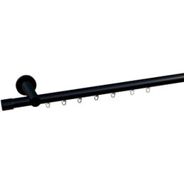 Gardinenstange Indeko "Consul", schwarz, L:310cm Ø:20mm, Aluminium, Gardinenstangen, Innenlauf Komplett-Set inkl. Gleitern und Montagematerial