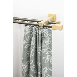 Gardinenschiene Garesa "Cubus, Quader Innenlauf", beige (natur, chromfarben), L:350, Gardinenstangen, Innenlauf-Vorhanggarnitur, verlängerbar, Holz-Aluminium