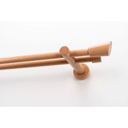 Gardinenstange Garesa "MOLIS", rot (rotbuchefarben), L:480cm Ø:20mm, Holzwerkstoff, Metall, Gardinenstangen, Vorhanggarnitur, verlängerbar, Wandmontage, Keil, ohne Ringe