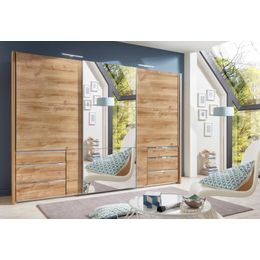 Schwebetürenschrank wimex "Level by fresh to go", braun (plankeneichefarben), B:300cm H:216cm T:65cm, Schränke, jeweils mit einer Spiegeltür