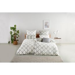 Wendebettwäsche Home Affaire "Alba in Gr. 135x200 oder 155x220 cm", grau (grau, weiß), B/L: 155cm x 220cm, 1 Stk., 1 Stk., Renforcé, B/L: 80cm x 80cm, 2, Renforcé, Obermaterial: 100% Baumwolle, Bettwäsche, Bettwäsche mit Wendeoptik, in verschiedenen Qualitäten, Baumwolle