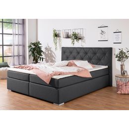 Boxbett Inosign "Tynan", grau (anthrazit), B:194cm L:210cm, Komplettbetten, Boxspringbett, wahlweise mit Bettkasten, in H2, H3 & H4 erhältilich
