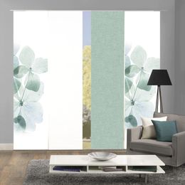 Schiebegardine Home Wohnideen "BONITA 4er SET" Gr. 1, grün (mint), B:60cm H:245cm, Polyester, Gardinen, Schiebevorhang Digidruck 4er Set BONITA