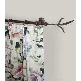 Gardinenstange Garesa "ESPERANCA", braun (rost), L:370cm Ø:16mm, Metall, Gardinenstangen, rustikale Vorhanggarnitur, verlängerbar, Endknopf Zweig, m. Ringe