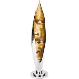 Windlicht Fink "CAVA, mit feiner Hammerschlagstruktur", silber (silberfarben), H:70cm Ø:18cm, Aluminium, Glas, Kerzenhalter, aus Aluminium und Glas, 5-flammig, Höhe ca. 70 cm