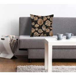 Dekokissen queence "Celina", gold (kupferfarben, goldfarben, braun, bedruckt), B:40, Polyester, Dekokissen_Sitzkissen_Kissenhüllen, Kissenhülle,Weihnachten,Christbaumkugeln,Schwarz,Festlich,Dekorativ