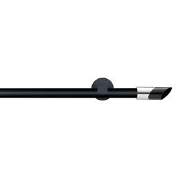 Gardinenstange Garesa "BLACK", schwarz, L:450cm Ø:20mm, Eisen, Gardinenstangen, Vorhanggarnitur, Innenlauf, verlängerbar, Knopf abgeschrägt 2-farbig