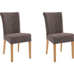 4-Fußstuhl Home Affaire "Barcelona", braun (dunkelbraun (arizona 4412), eiche massivholz), B:47cm T:60cm, Holzwerkstoff, Massivholz, Polyester, Stühle, Stuhlbeine aus Massivholz, Sitz und Rücken gepolstert