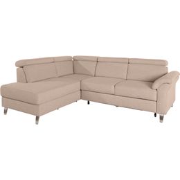 Sit & More Ecksofa SIT & MORE "Arngast L-Form", beige, B:245cm H:84cm T:194cm, Sofas, Ecksofa, inklusive Kopfteilverstellung und Federkern